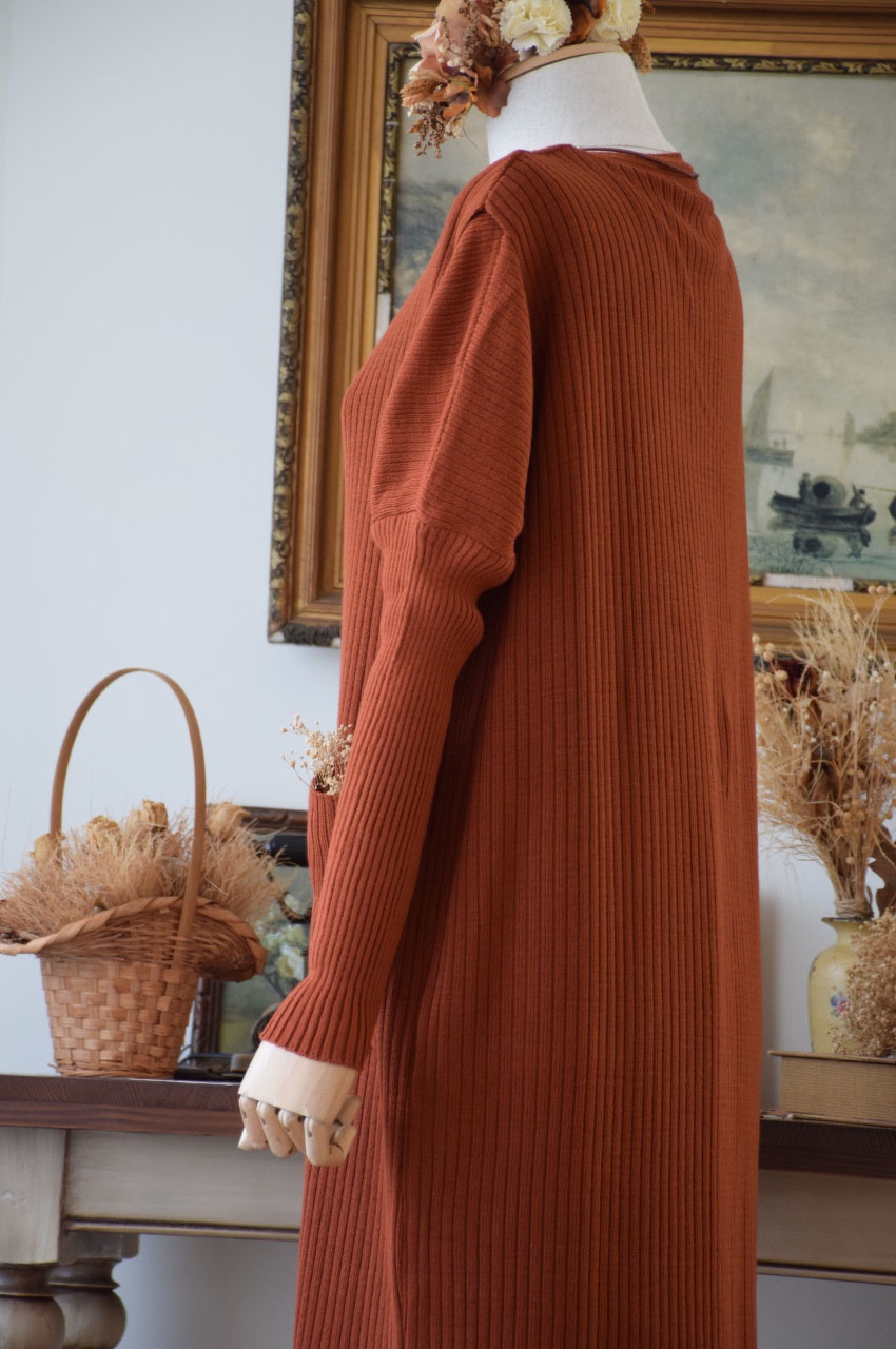 Kiremit Rengi Düğmeli Uzun Yelek - Eminos Butik