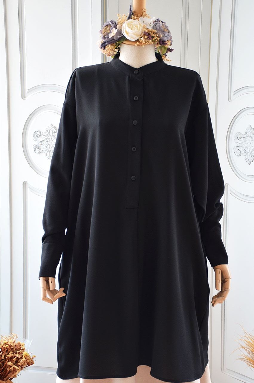 Krep Siyah Renk Tunik - Eminos Butik