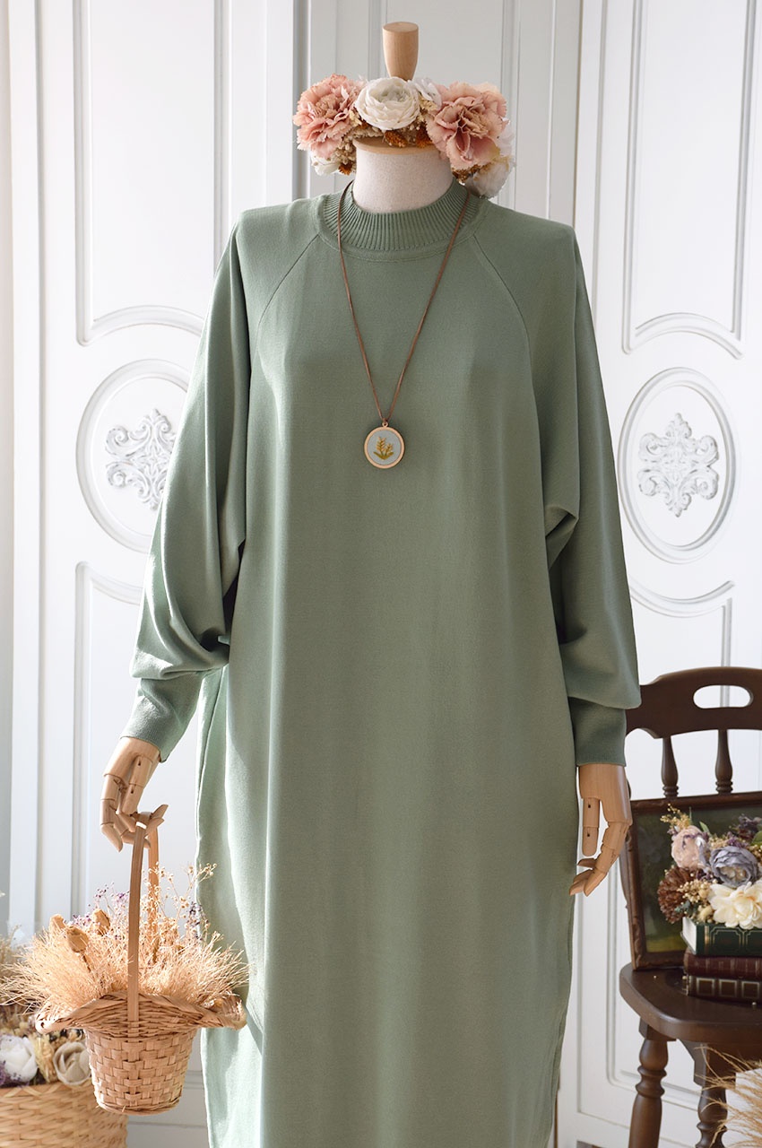 Reglan Kol Triko Elbise Mint Yeşili - Eminos Butik