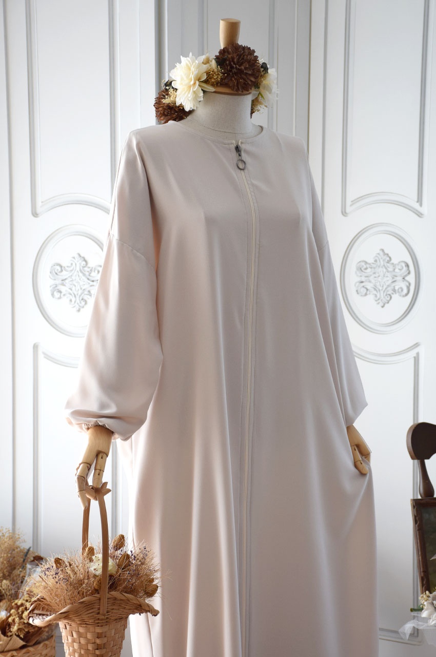 Fermuarlı Ferace Ekru Rengi - Eminos Butik